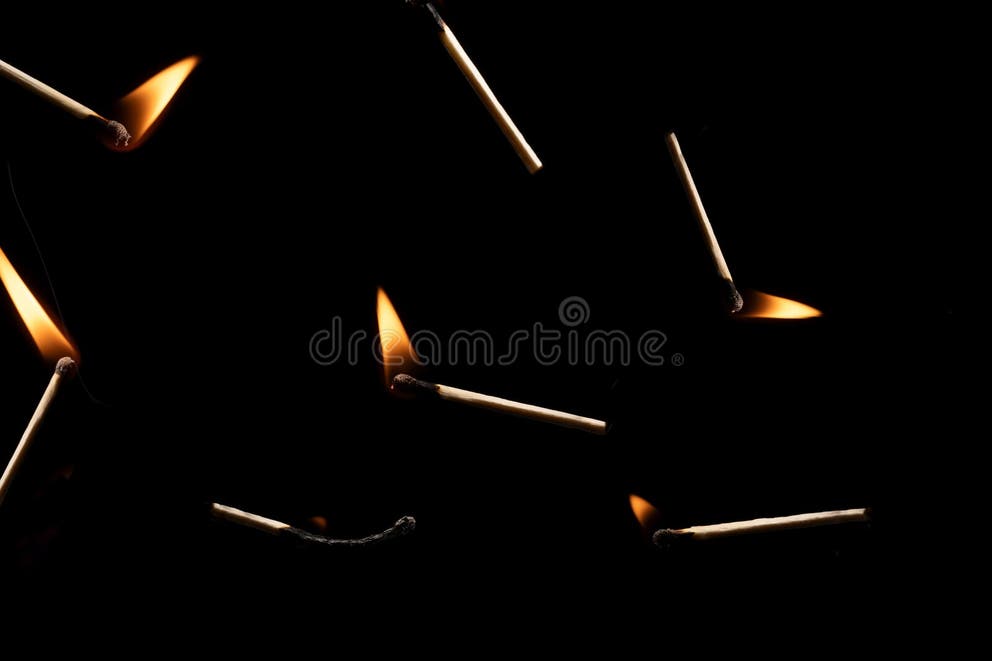 Lit Falling Match on a Black Background Stock Image - Image of energy ...