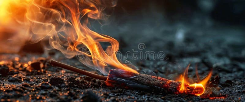 Lit Firecracker on the Ground with Smoke and Flame Stock Image - Image ...