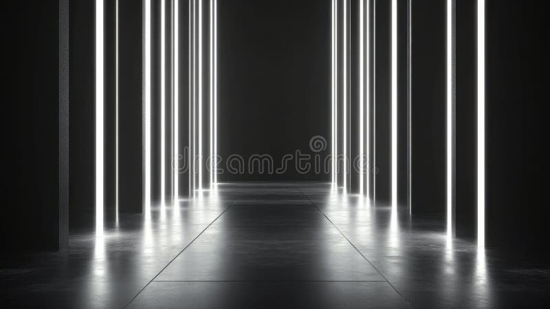 Lit Hallway with Vertical Lights Stock Image - Image of visual ...