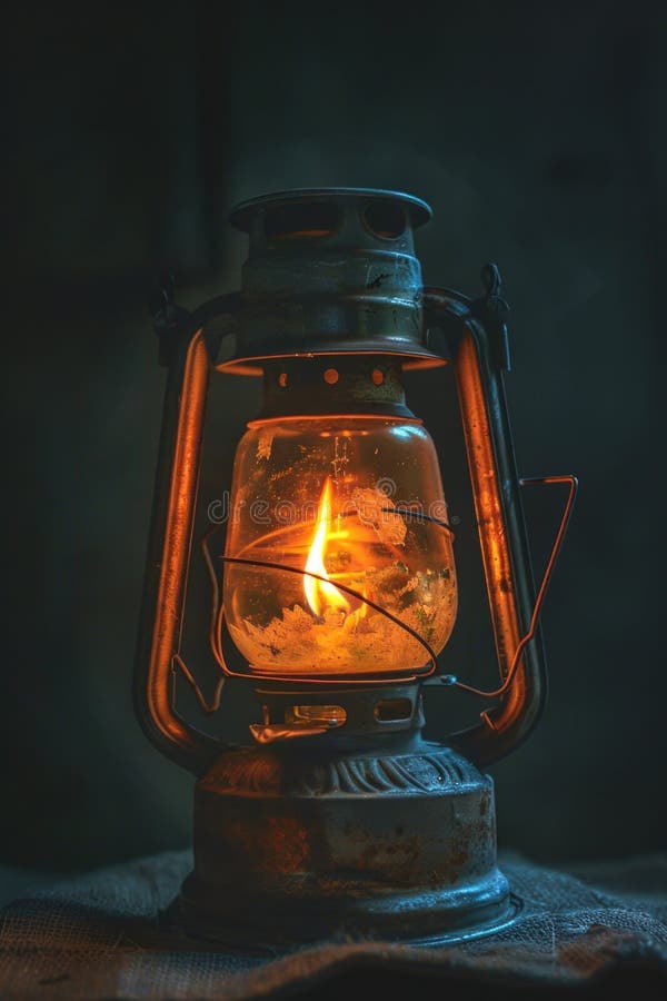 A Lit Lantern Sitting on Top of a Table Stock Photo - Image of soft ...