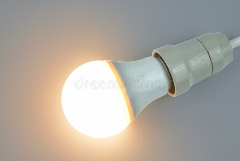 Lit LED light bulb stock image. Image of idea, energy - 91624135