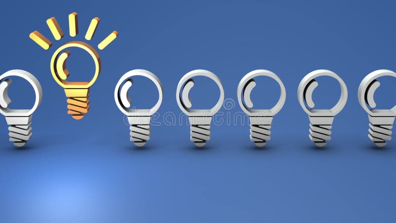 Lit Light Bulb. the Correct Answer among Many Answers. Inspiration and ...