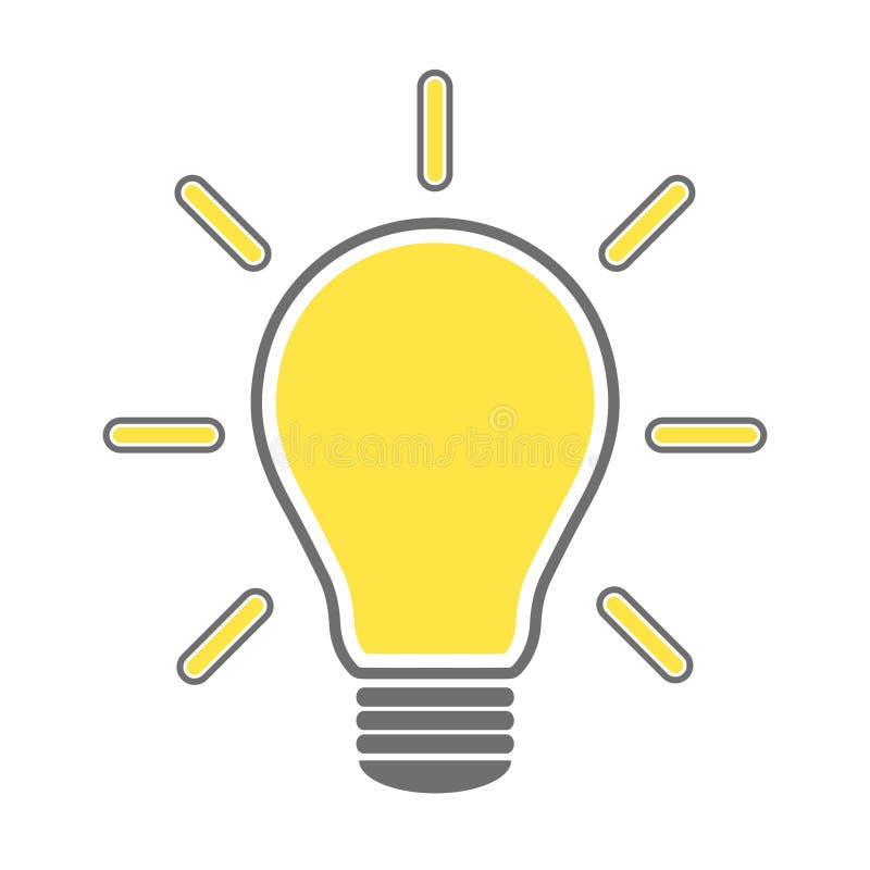 Lit Light Bulb Simple Vector Illustration Stock Vector - Illustration ...