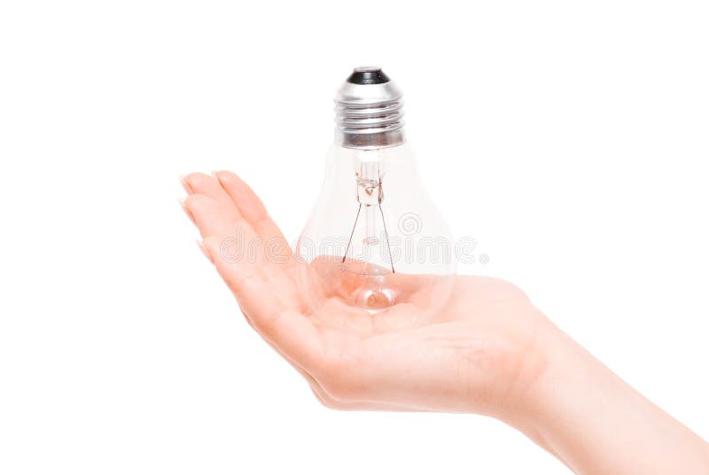 Lit lightbulb in hand stock image. Image of gripping - 268825167