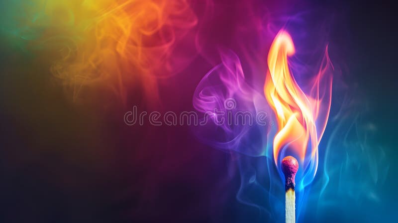 A Lit Match Burns with a Diverse Flame Stock Illustration ...