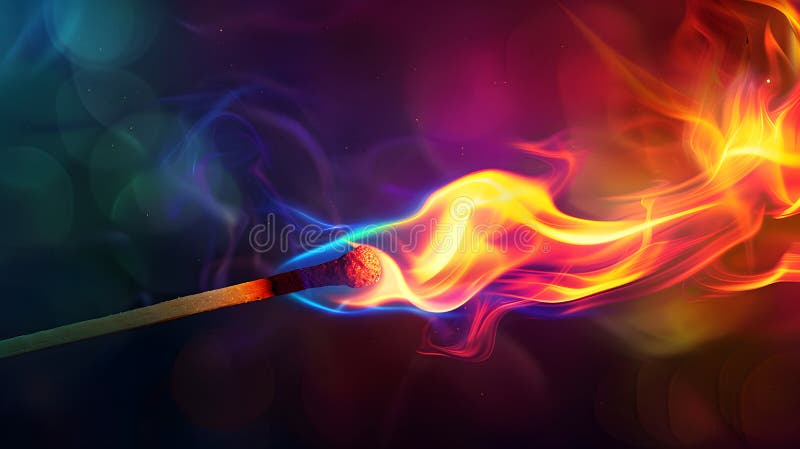 A Lit Match Burns with a Diverse Flame Stock Image - Image of safety ...