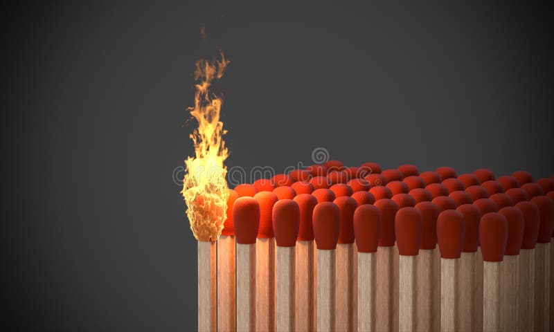 Lit Match in a Group of Matches Stock Illustration - Illustration of ...