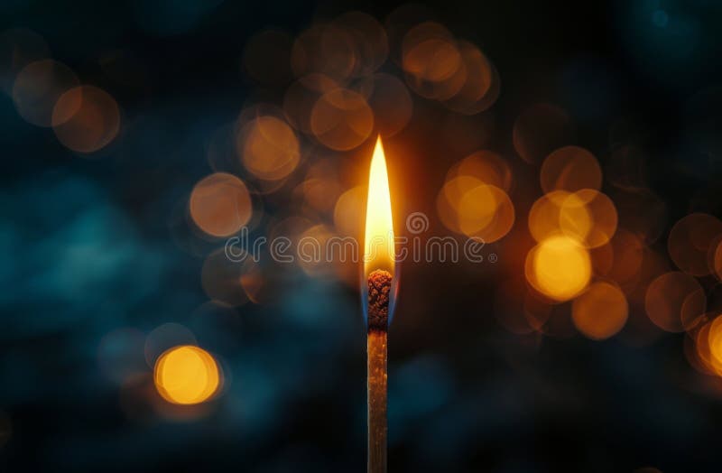 Lit Matchstick Against Blurred Background Lights Stock Photos - Free ...