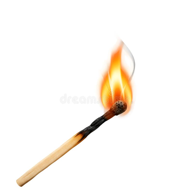 A Close Up of a Lit Matchstick with a Bright Orange Flame Against a ...