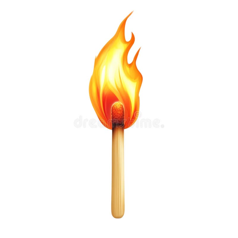A Lit Matchstick Burning Brightly Against a Black Background a Simple ...