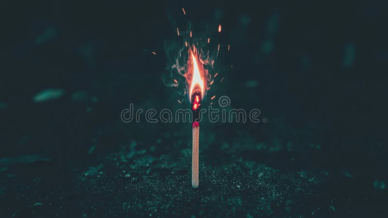 A Lit Matchstick in the Dark. Stock Image - Image of background, smoke ...