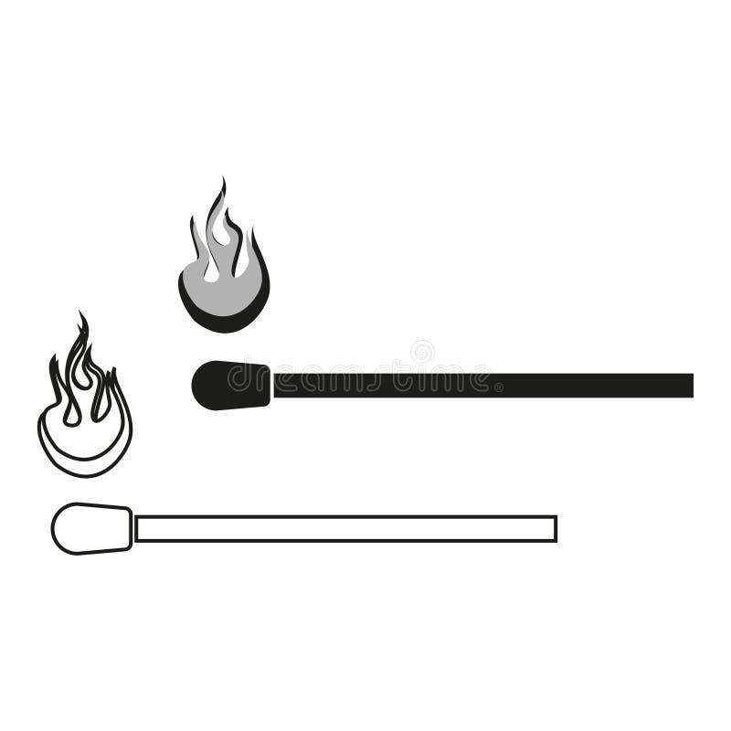 Lit Matchstick Icons. Burning Matchstick Sign. Vector Illustration. EPS ...