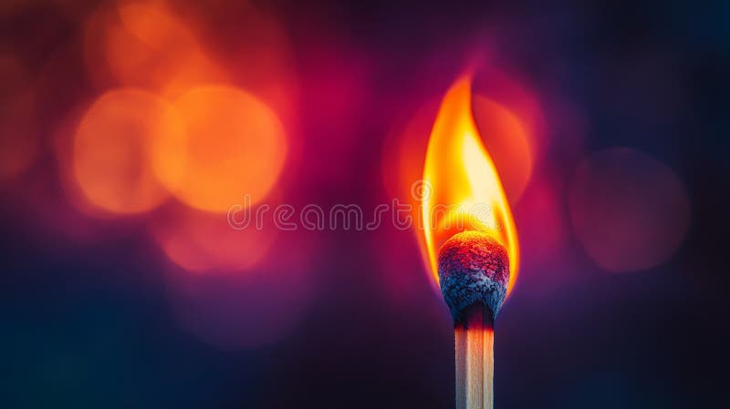 A Lit Matchstick with Vibrant Orange Flame. Stock Photo - Image of ...