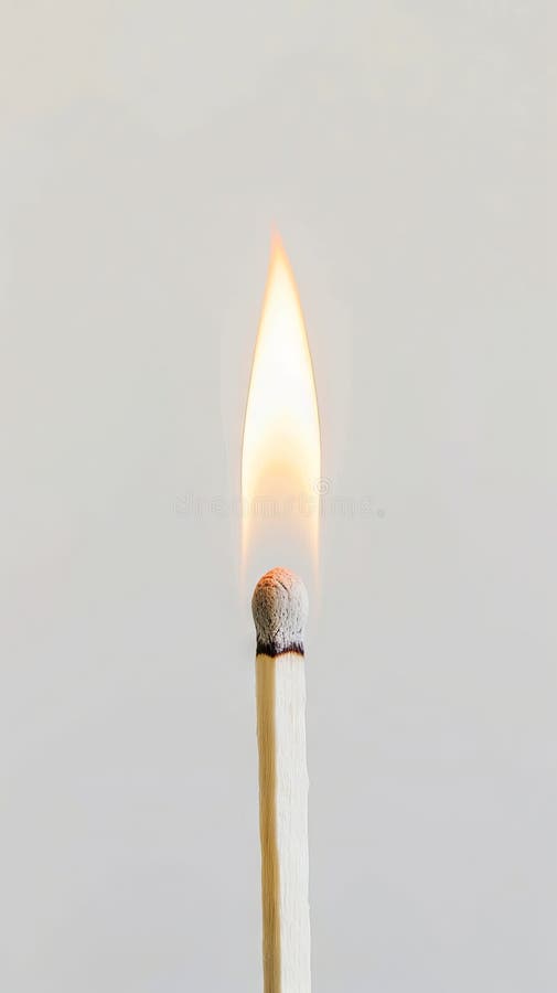 Lit Matchstick with White Background Concept of Fire Ignition Light ...