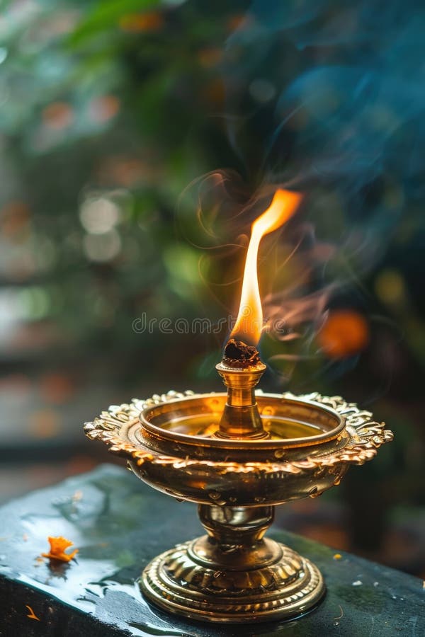 Lit Oil Lamp Sits Table Warm Glow Stock Photos - Free & Royalty-Free ...