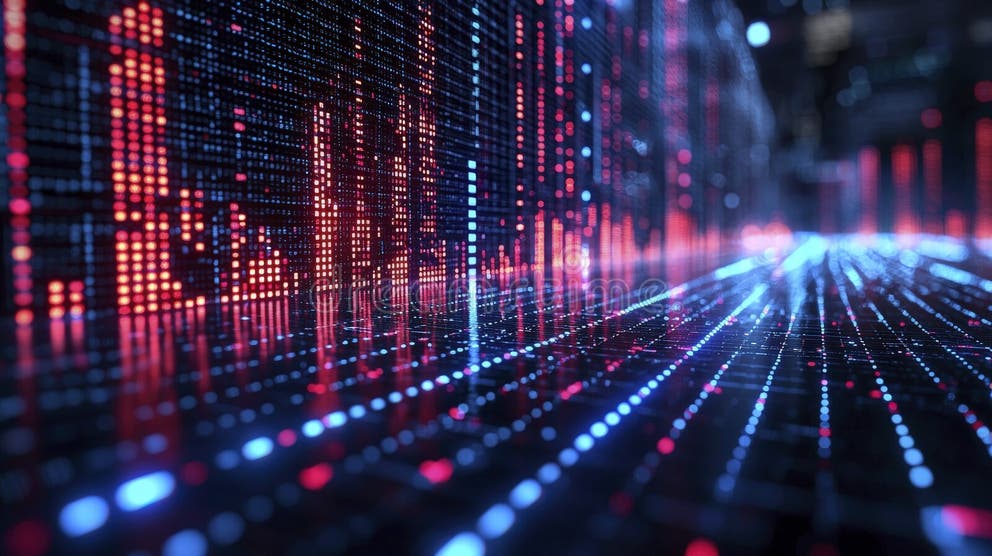 Lit Path of Data and Abstract Visuals Stock Illustration - Illustration ...