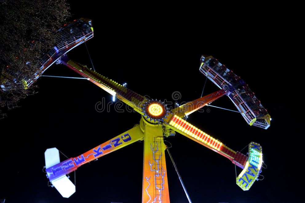 Roundabout at Night at the Fair Editorial Stock Photo - Image of ...
