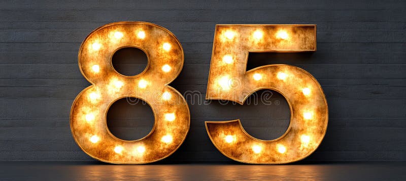 Lit Rustic Number Eighty Five, 85, Sign for Birthday, Anniversary ...