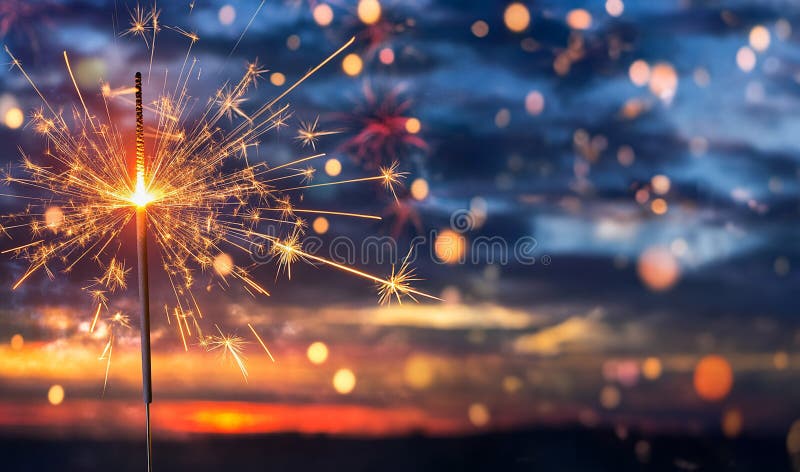 Lit Sparker on Night Sky. Generative AI Stock Illustration ...