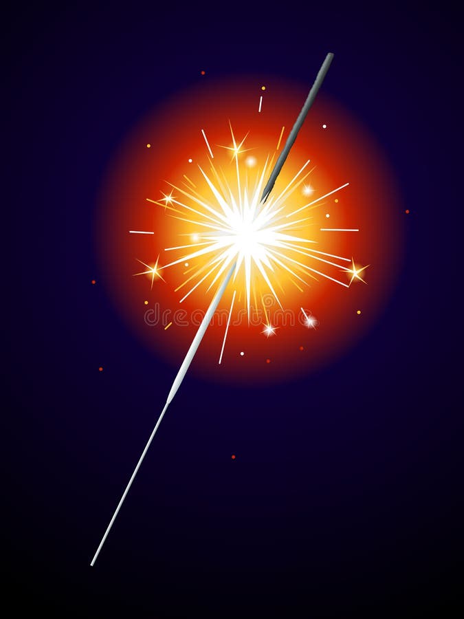Lit sparkler stock vector. Illustration of celebration - 19698141