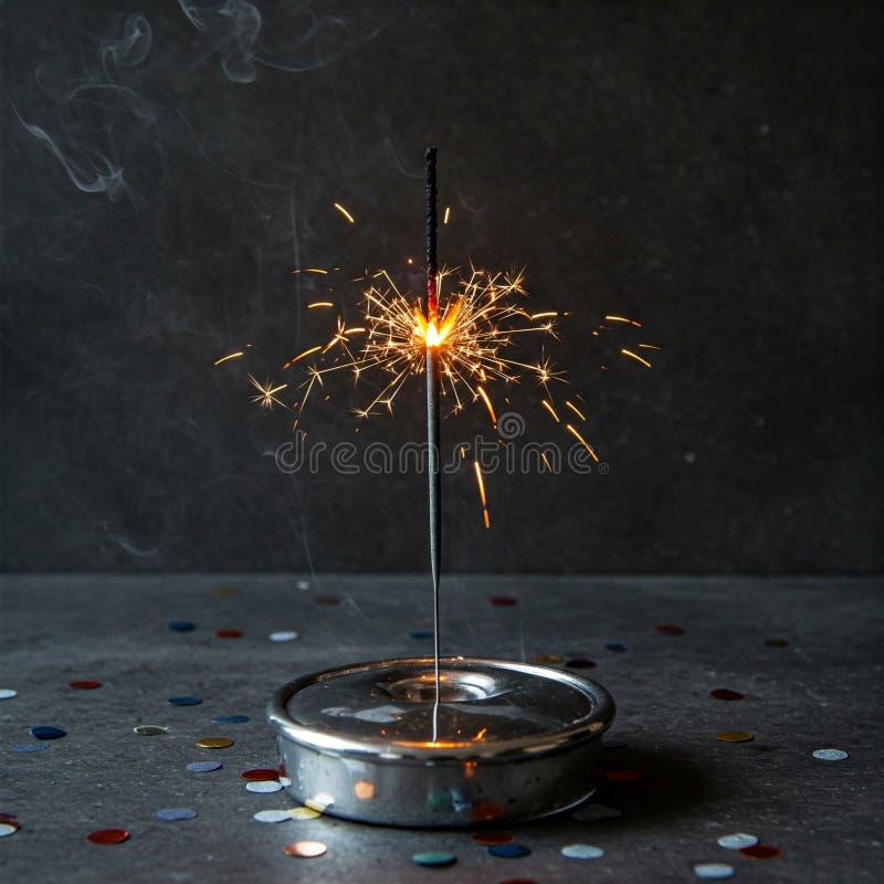 Birthday Sparkler Burning in a Pool of Liquid Mercury Stock ...