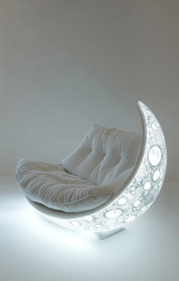 A Lit Studio with a Crescent Moon Chair Showcases a Relaxing Interior ...
