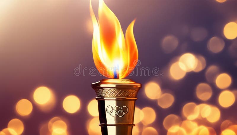 A Lit Torch is Inside a Gold Olympic Torch Stock Image - Image of ...