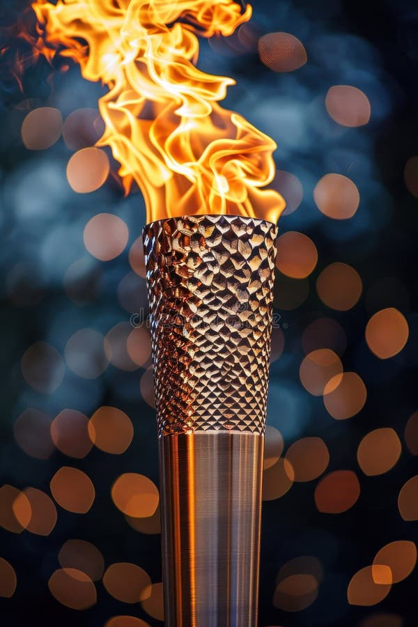 A Lit Torch is Shown in a Blurry Image with a Dark Background Stock ...
