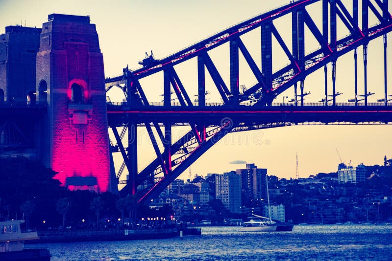 Lit up bridge stock image. Image of water, boat, afternoon - 118224781