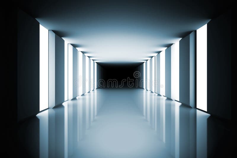 Lit up modern hallway stock illustration. Illustration of shining ...