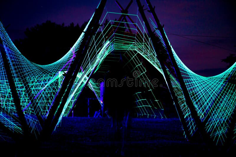 Lit up neon led pathway stock photo. Image of glowing - 155328122