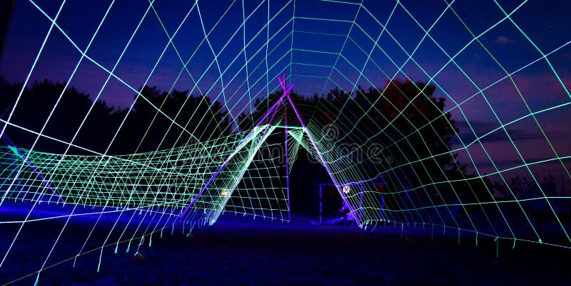 Lit up neon led tunnel stock image. Image of night, path - 155328103
