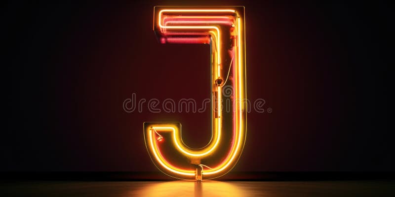 A Lit Up Neon Letter J Sitting on a Table Stock Image - Image of ...