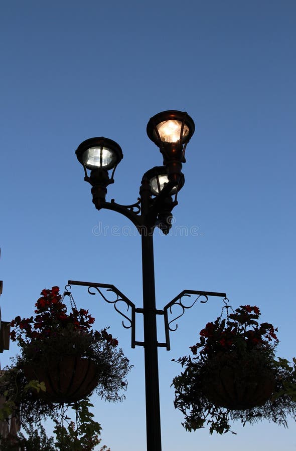 The lit up street lamp stock photo. Image of illumination - 57971326