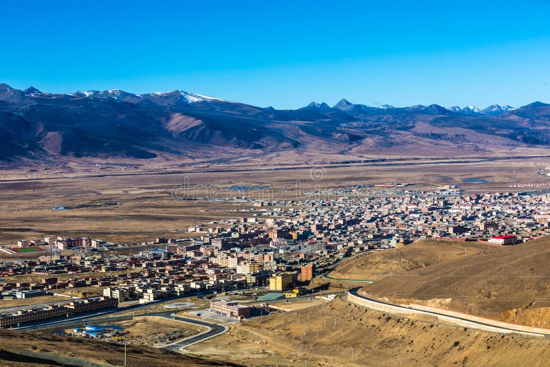 Litang Town in Sichuan of China Stock Image - Image of grassland ...