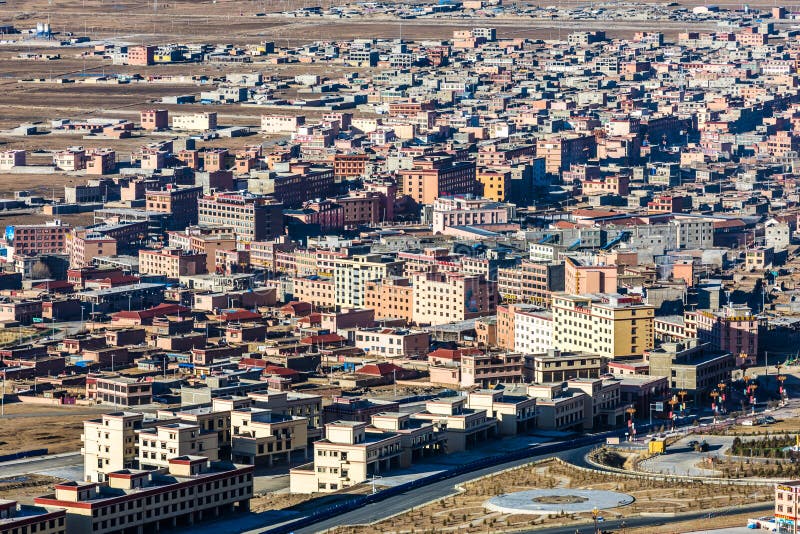 Litang Town in Sichuan of China Stock Image - Image of grassland ...