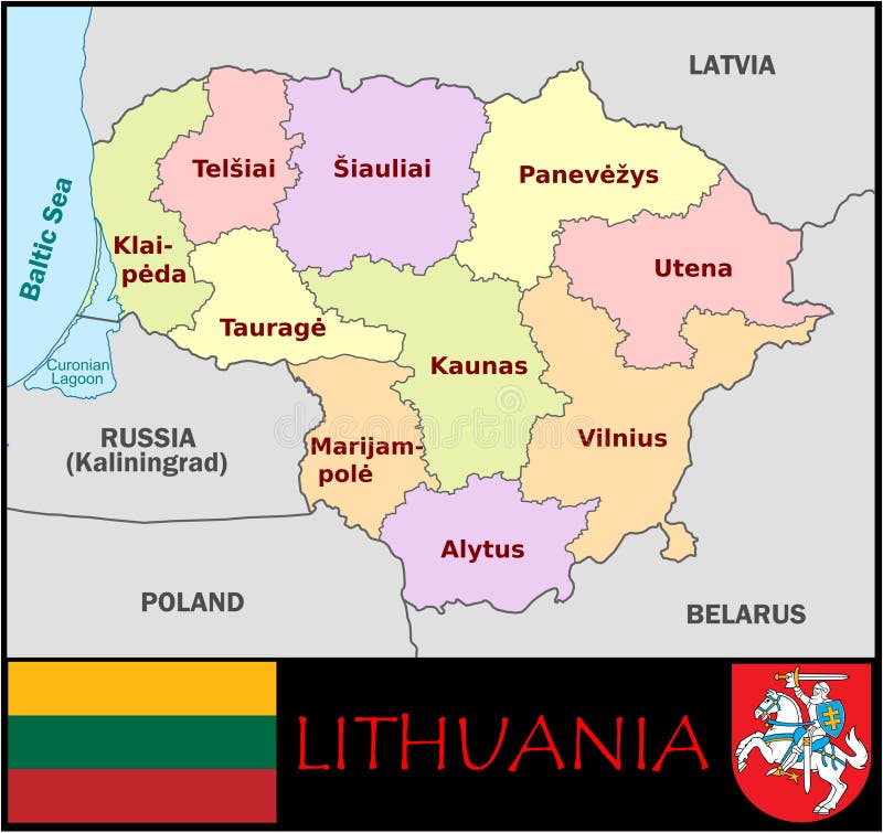 Litauen Administrativa Uppdelningar Stock Illustrationer - Illustration ...