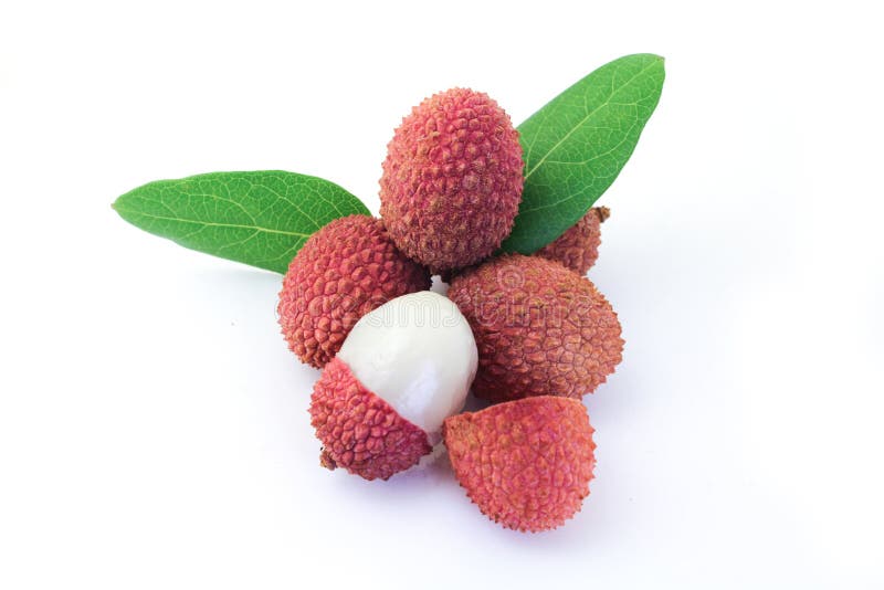 Litchees on a White Background Stock Image - Image of dessert, water ...