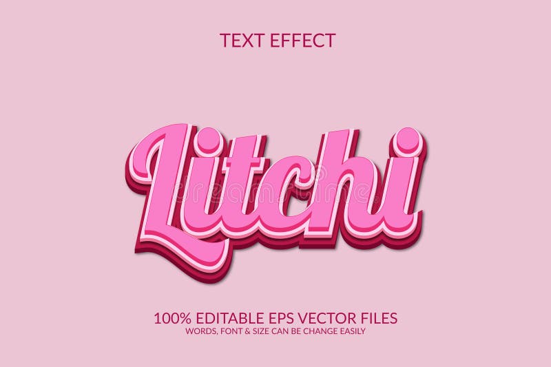 Litchi Vector Eps 3d Text Effect Illustration Design. Stock ...