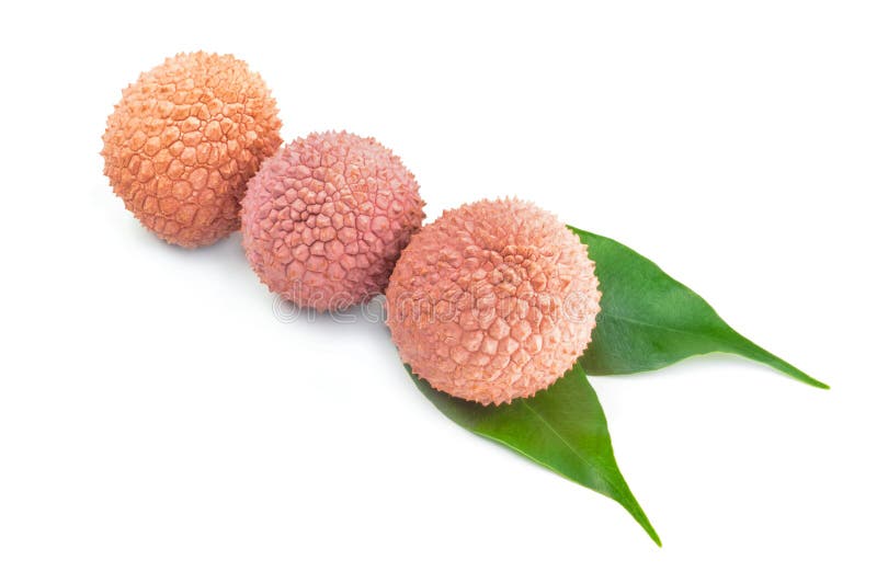 Litchi on a White Background. Clipping Path Stock Photo - Image of ...