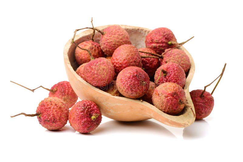 The Litchi Fruit with Stem and Leaves Stock Image - Image of stem ...