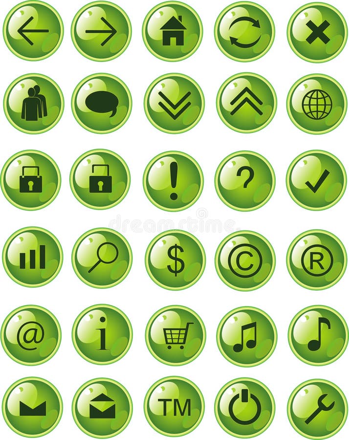 Lite Green Web Icons, Buttons Stock Vector - Illustration of file ...