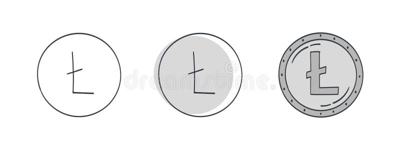 Litecoin Icons. Litecoin Symbol Drawn. World Currency Icons Stock ...