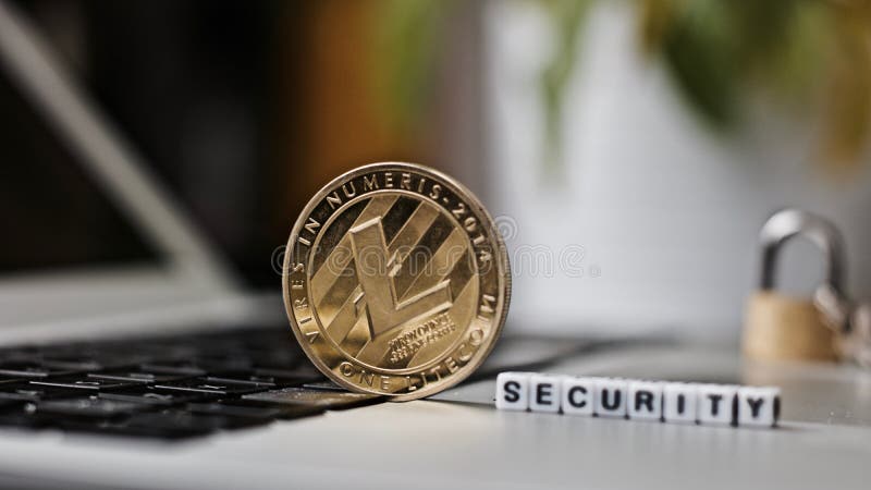 Litecoin security coin stock photo. Image of computer - 97694034