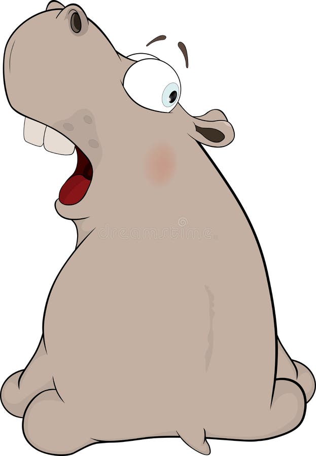 Liten Flodhäst. Tecknad Film Vektor Illustrationer - Illustration av ...