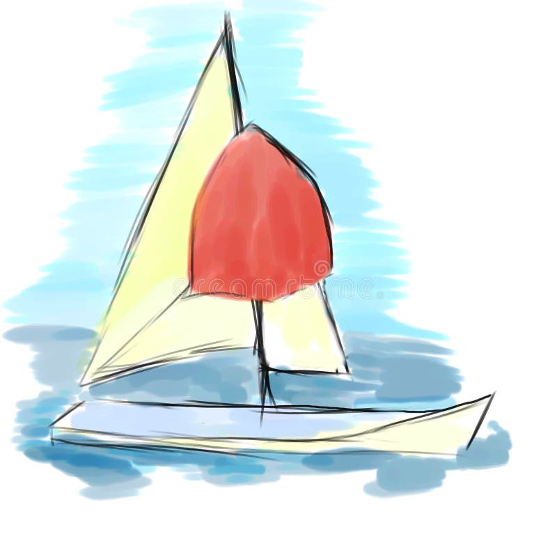 Litet segelbåt stock illustrationer. Illustration av seglar - 2157579