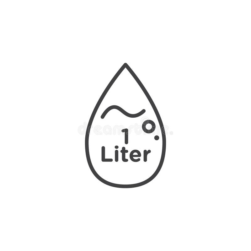Liter Icon, Drop Liquid, Fluid Volume L and Ml, Capacity Water, Thin ...