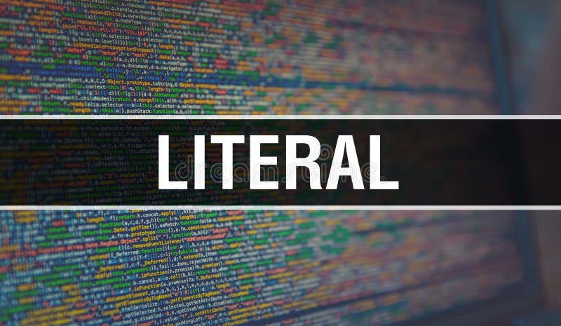 Literal with Binary Code Digital Technology Background. Abstract Background with Program Code ...