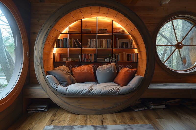 Literary Getaway in a Magical Nook Stock Illustration - Illustration of ...