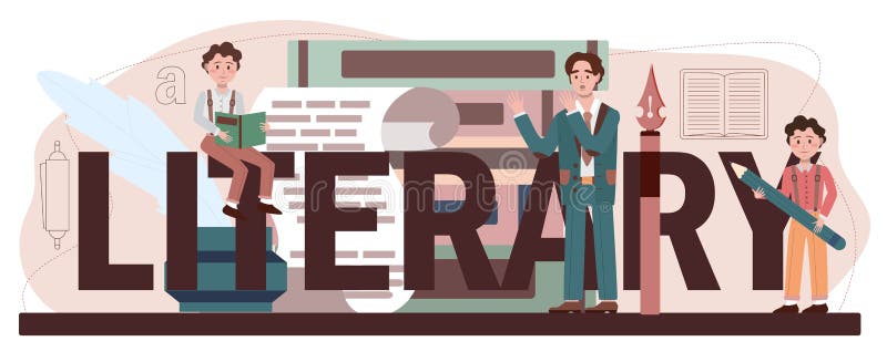 Literary School Subject Typographic Header. Study Ancient Writer Stock ...